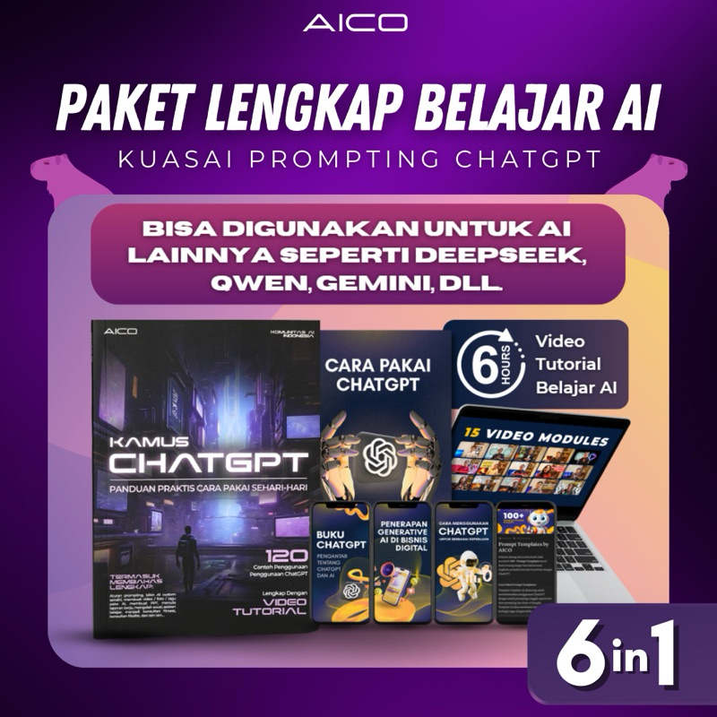 Jual AICO - Paket 6 in 1 Lengkap Buku Belajar AI Kamus Chat GPT Learning Pass AI004CO | Shopee ...