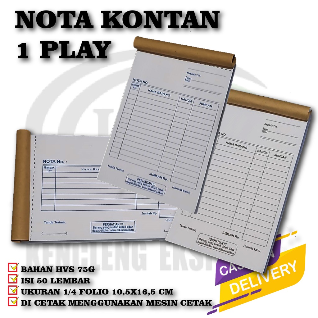 Jual NOTA KONTAN 1 PLAY ISI 50 LEMBAR UKURAN 1/4 FOLIO 10,5X16,6 CM ...