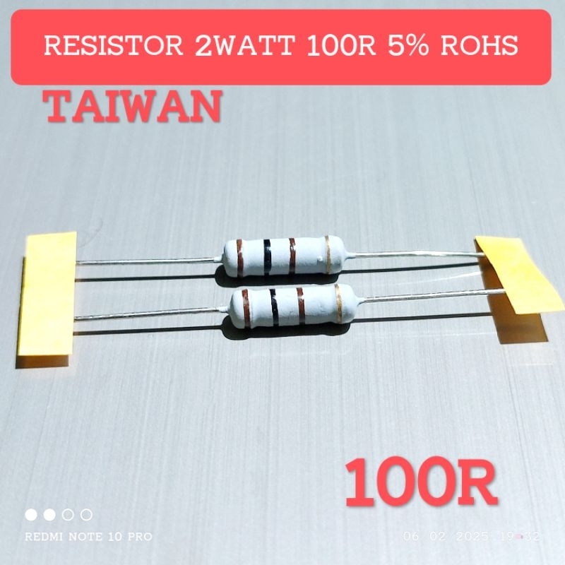 Jual (5 BUAH) RESISTOR 2WATT 2W 100R 100 OHM CF 5% ROHS ASLI TAIWAN ...