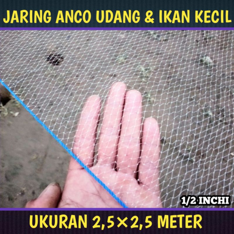 Jual Sirib ikan / jaring anco udang lubang 1/2 inchi senar 0,20 ukuran ...