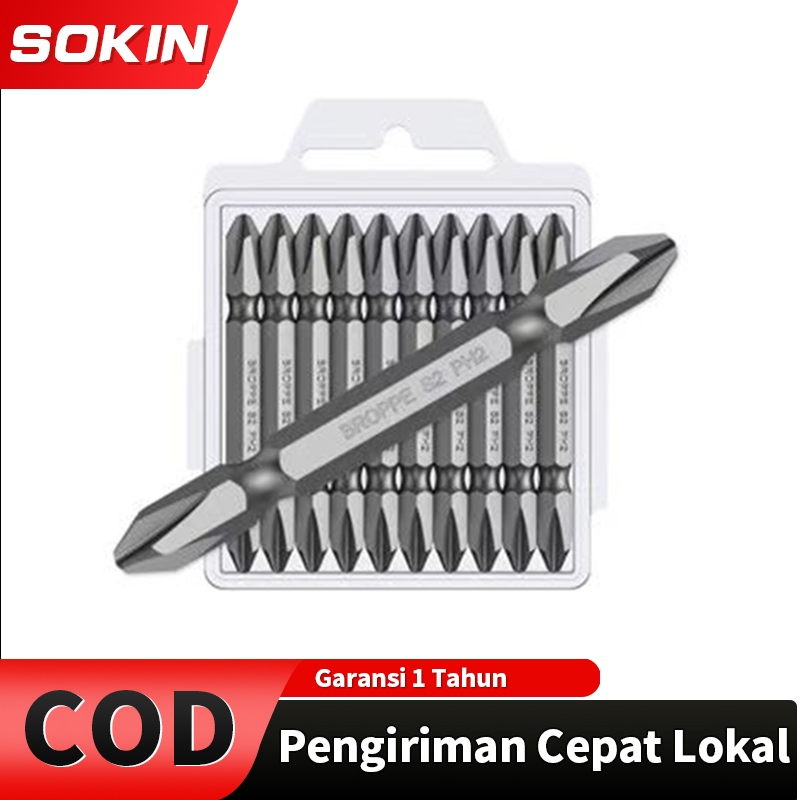 Jual SOKIN 10pcs Mata Obeng Angin Plus Minus PH2X65mm Mata Bor ...