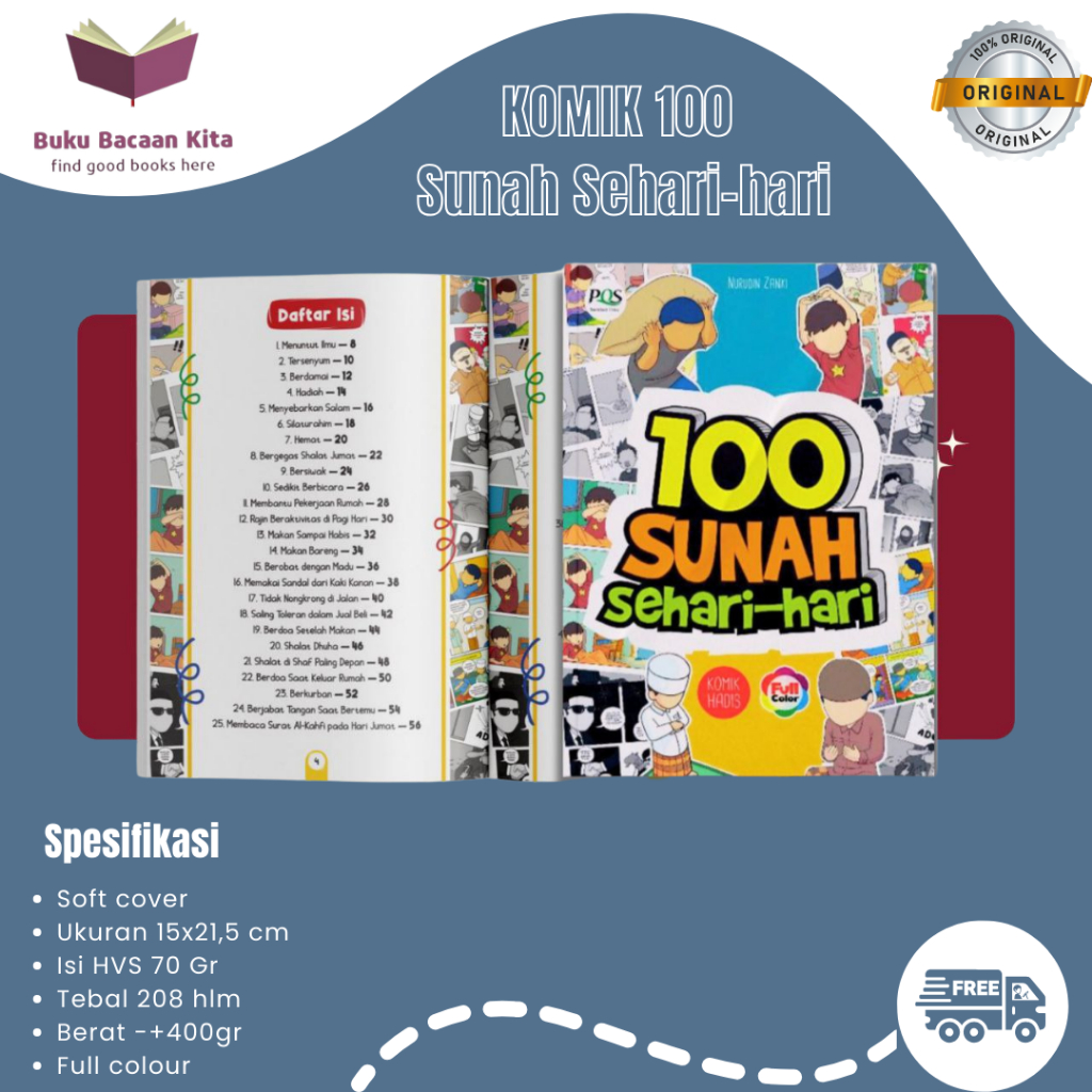 Jual Komik 100 Sunah Sehari Hari dari Hadist Nabi Full Color PQS ...