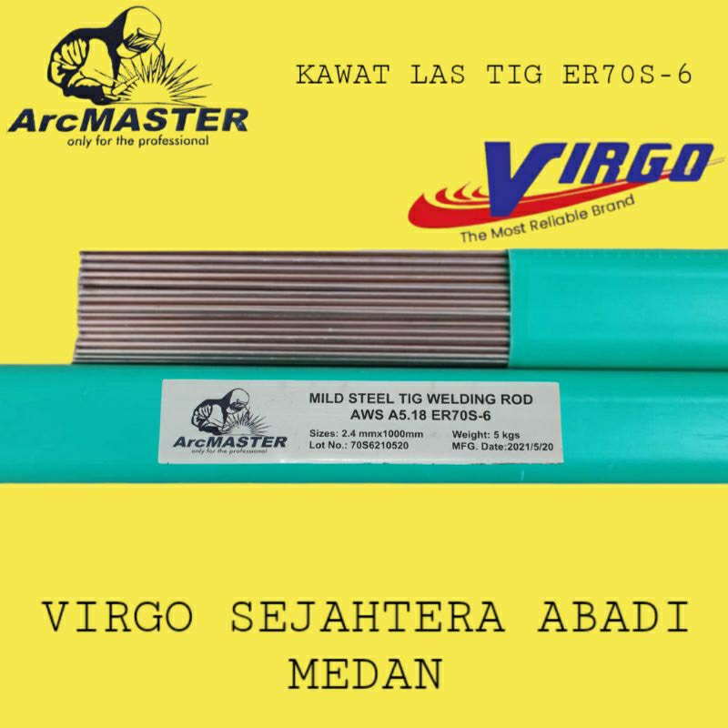 Jual ER70S-6 KAWAT LAS ARGON TIG ROD BESI FILLER MILD STEEL 2.4mm ARCMASTER | Shopee Indonesia