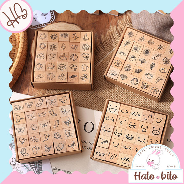 Jual Fun and interesting wooden stamp emoji stempel kayu vintage retro ...