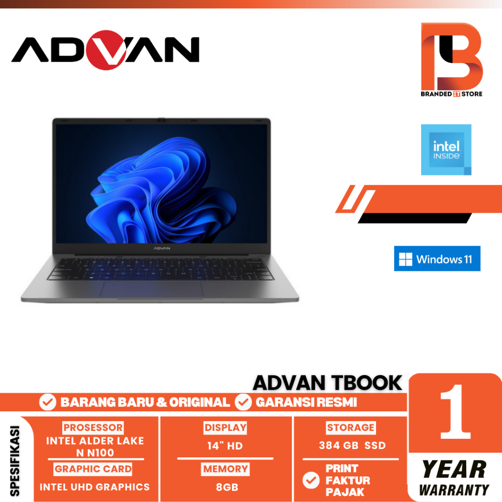 Jual LAPTOP ADVAN TBOOK INTEL N100 8GB/384GB 14" HD NOTEBOOK WINDOWS 11 ...