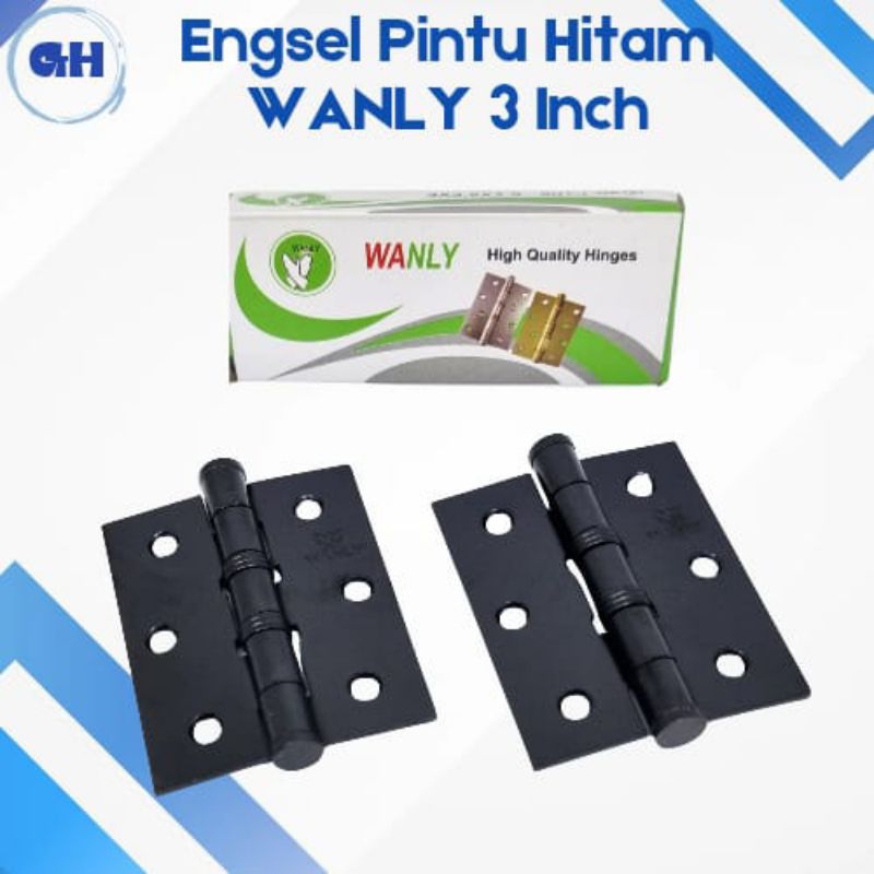 Jual Engsel Pintu Engsel Bearing Tebal Wanly Hitam 3 Inch | Shopee ...