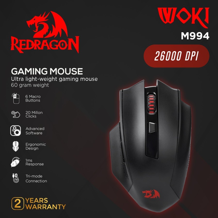 Jual Redragon Gaming Mouse Triple Mode WOKI - M994 | Shopee Indonesia