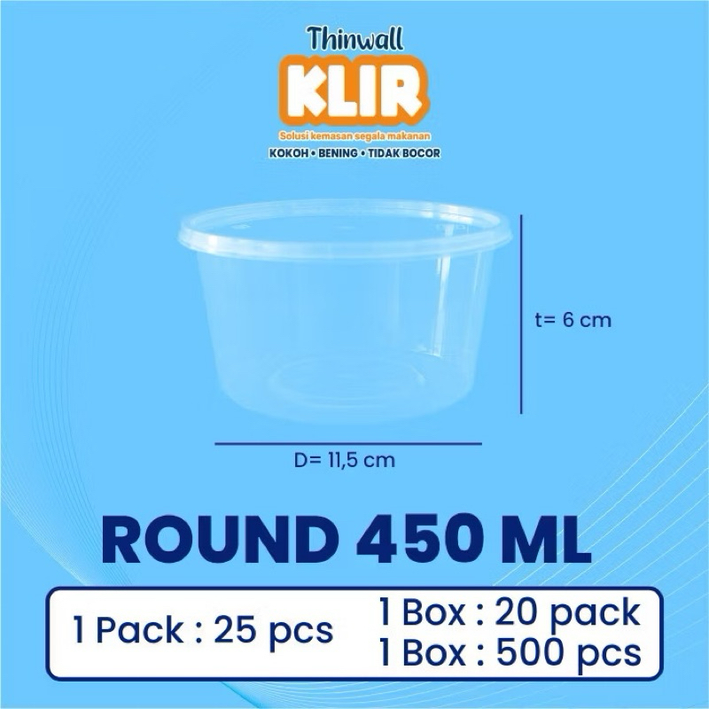 Jual Thinwall Mangkok Makan Plastik 450 ML Round Isi 25 Pcs | Shopee Indonesia