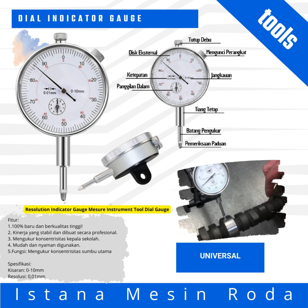 Jual Mechanical Dial Indicator / Dial Gauge Tester Alat Ukur Kerataan ...