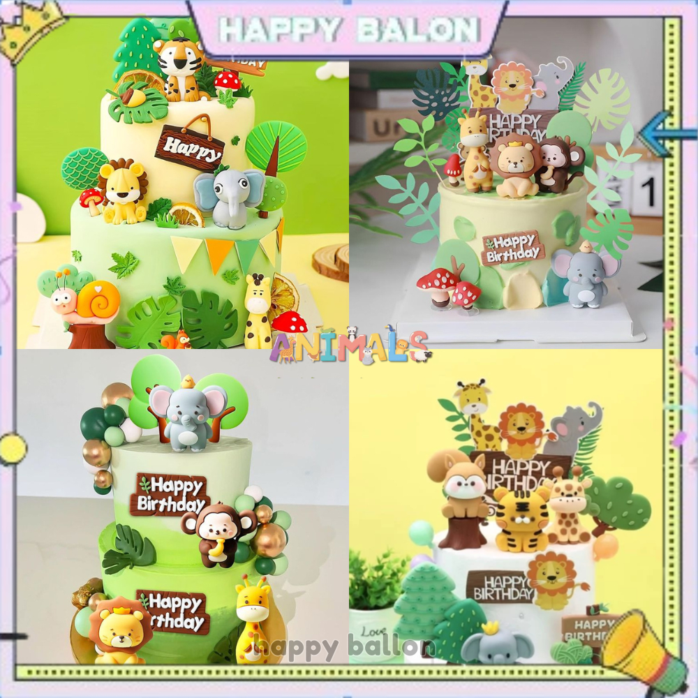 Jual Topper Kue Karakter Hewan Lucu 3D Baru Singa Monyet Gajah Kelinci ...