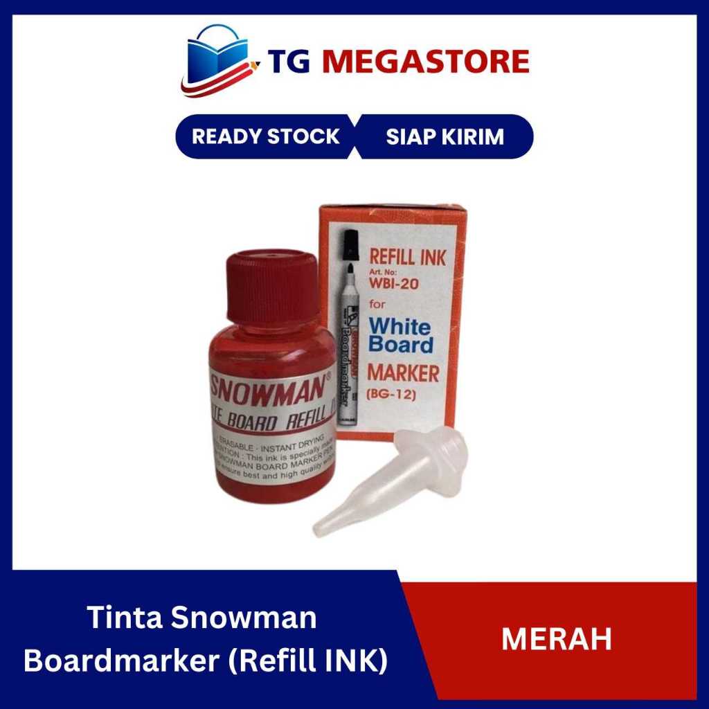 Jual Tinta Snowman Boardmarker ( Refill INK Merah ) | Shopee Indonesia