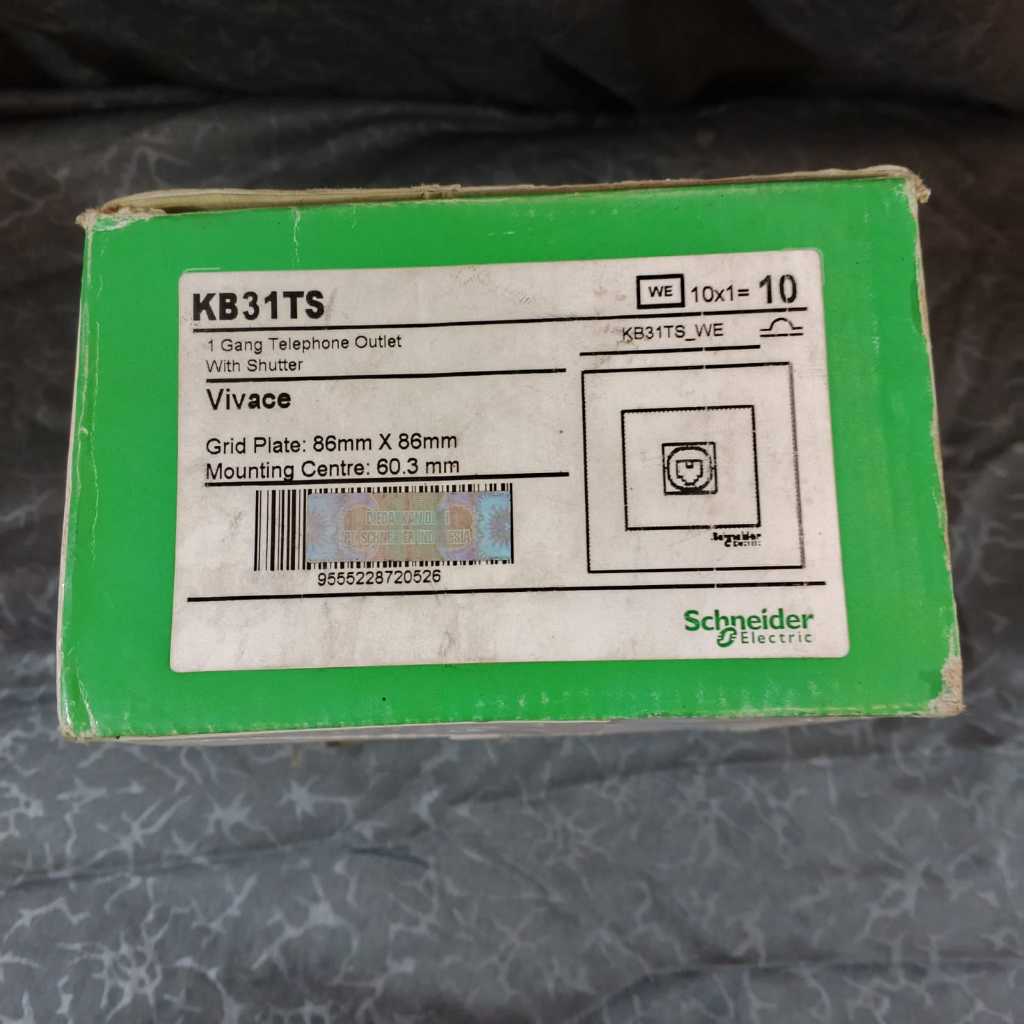 Jual 1 Gang Telephone Outlet With Shutter KB31TS SCHNEIDER 86mm x 86mm ...
