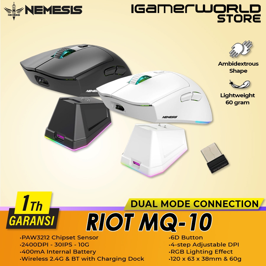 Jual NYK RIOT MQ-10 / MQ10 RGB Charging Dock Dual Mode Wireless Gaming ...
