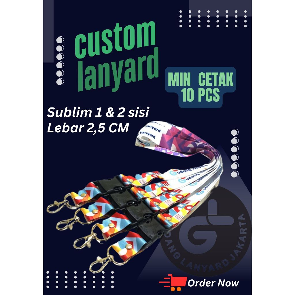 Jual Cetak lanyard Print sublim 2,5cm. 2 atau 1 muka / Kalung idcard ...