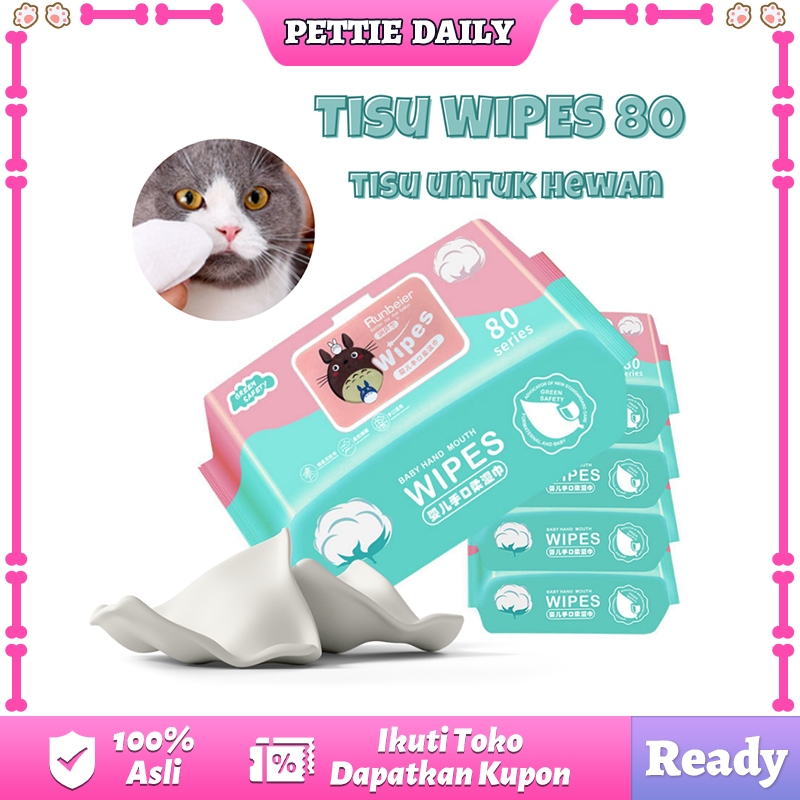 Jual Tisu Basah Kucing Anjing Pet Wipes 80 pcs Tissue Basah Hewan Tisu ...