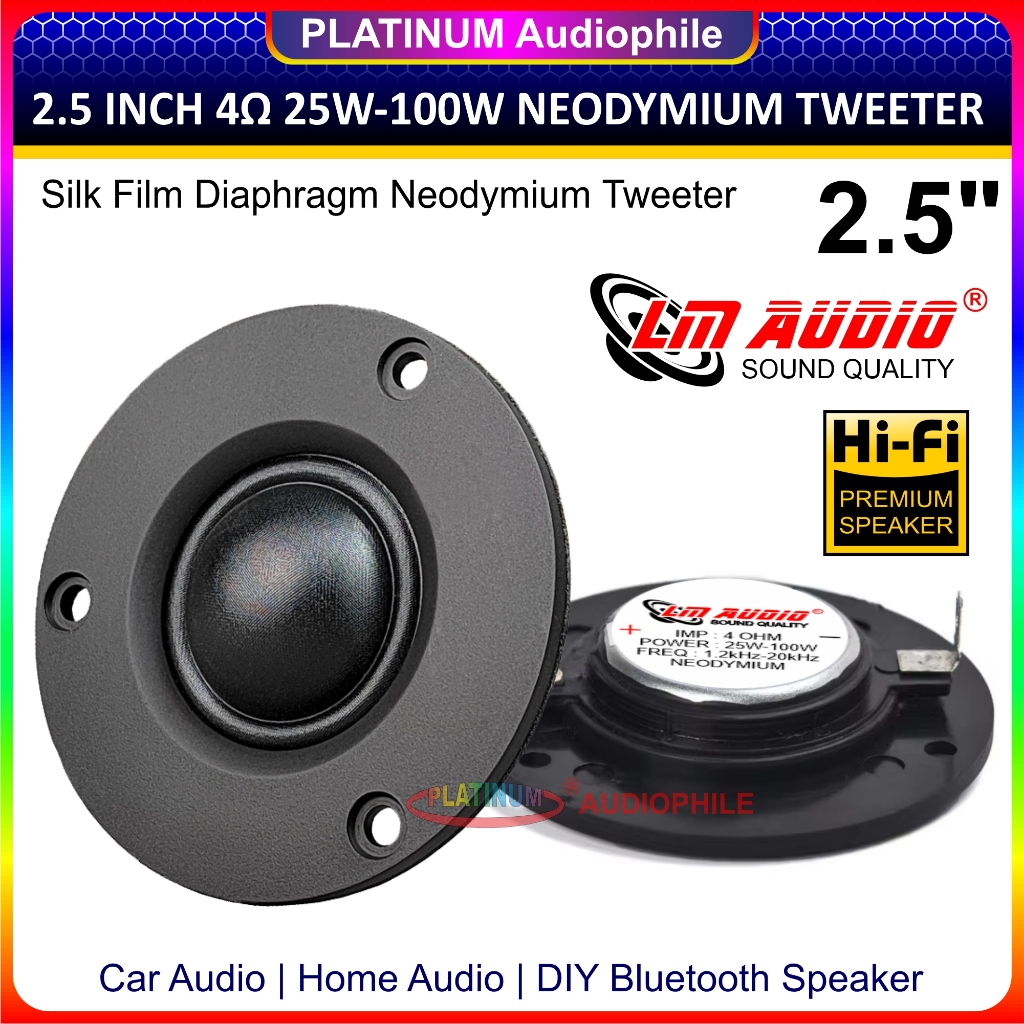 Jual Tweeter 2.5 Inch 65mm 4 ohm 25W-100W Silk Film Neodymium Dome ...