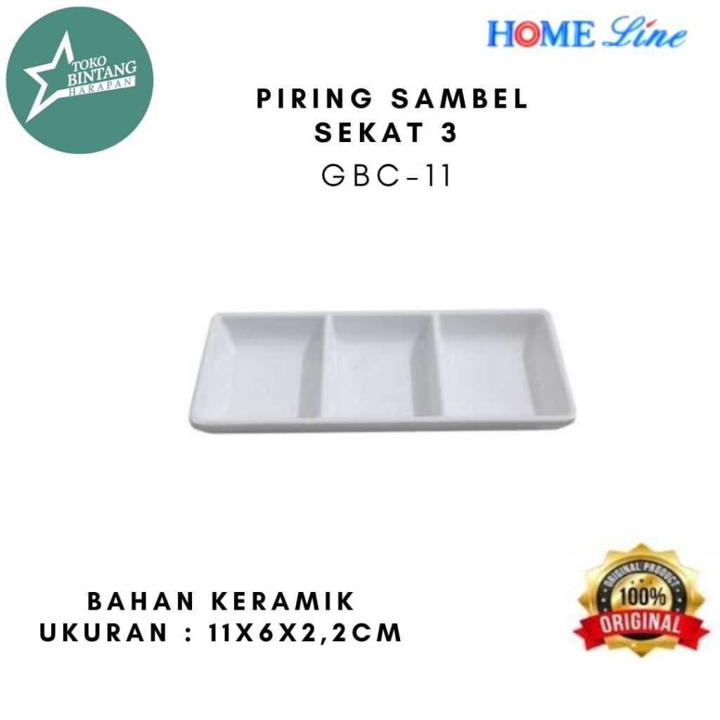 Jual Homeline Piring/Tempat Sambal Kecap Saus Bumbu Keramik Kotak 3 Sekat GBC-11 | Shopee Indonesia