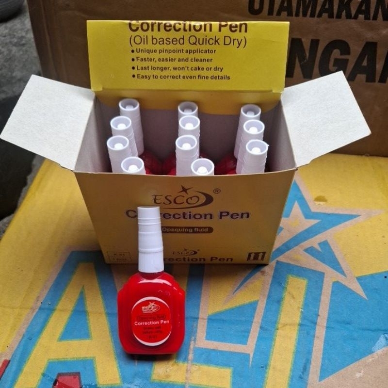 Jual Correction Pen Tipx botol cair esco Jasco 1box 12pc | Shopee Indonesia