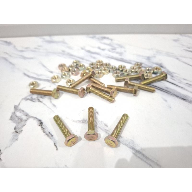 Jual Baut Kuning 6x30/ Baut Mur Hexagon Kuning / Baut Mur Hex / BN 6x30 ...