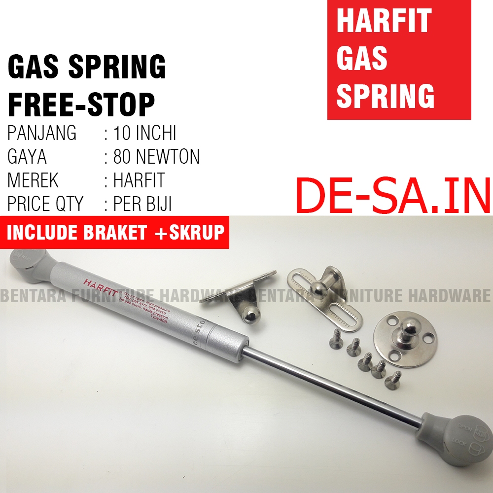 Jual Harfit 10 Inchi x 80 Newton Gas Spring Hidrolik Free Stop - Upward ...