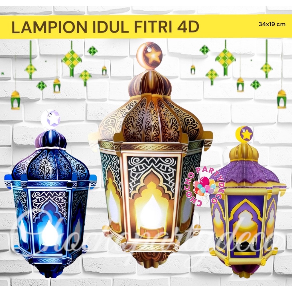 Jual Lampion IDUL FITRI 4D / Dekorasi Idul Fitri Lebaran Eid Mubarak ...