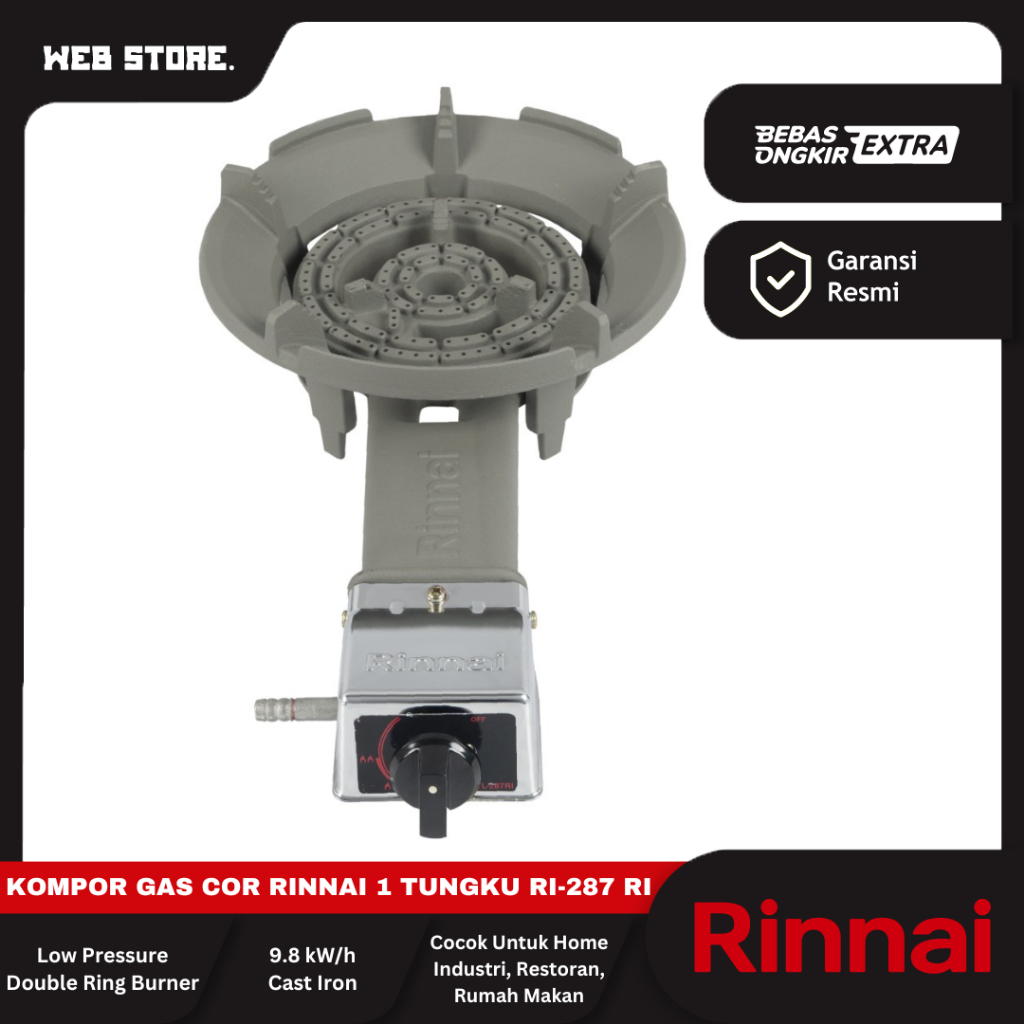 Jual Kompor Gas Tekanan Rendah Rinnai TL 287 RI Cor 1000 Ap1 Tungku ...