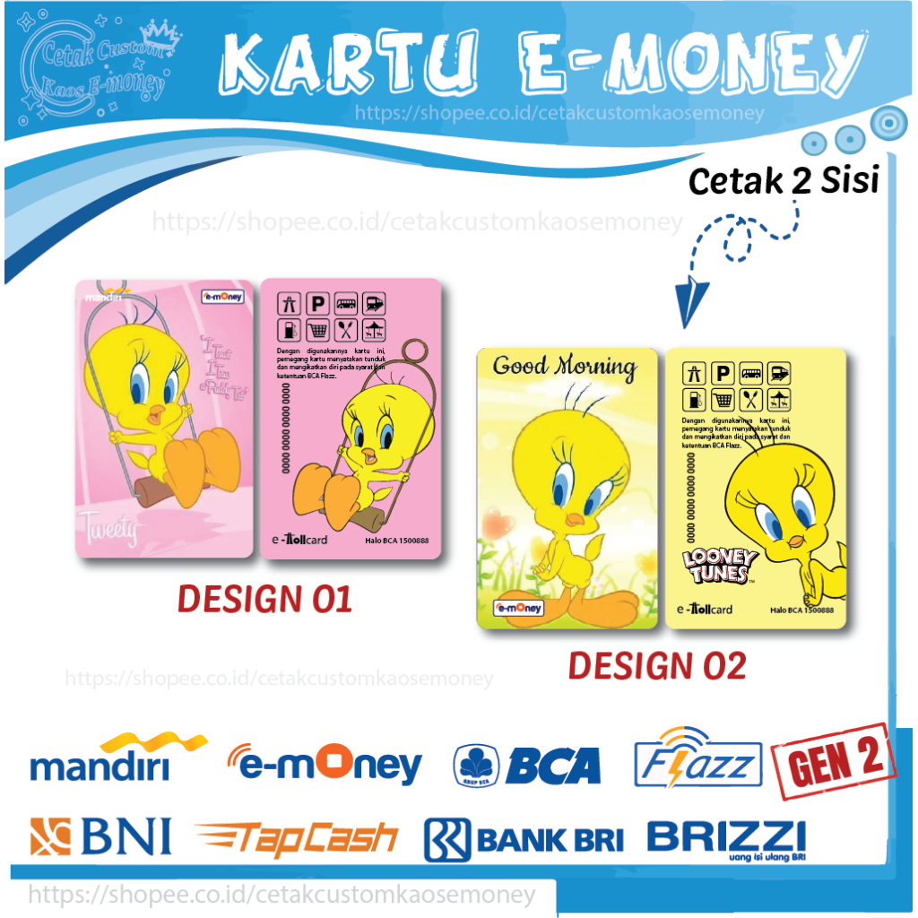 Jual KARTU E MONEY E TOLL KARTUN TWEETY KUMPULAN ANIME MANDIRI EMONEY ...