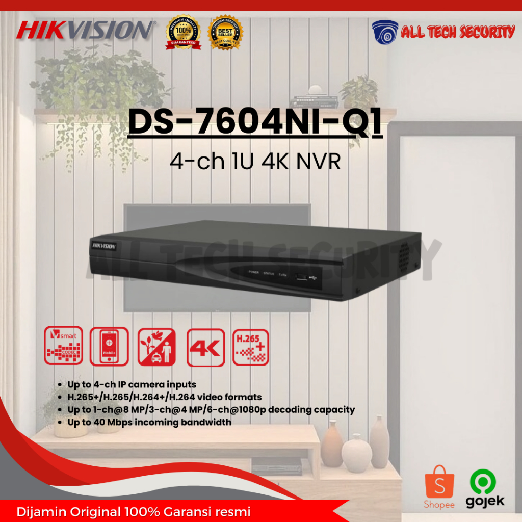 Jual Hikvision DS-7604NI-Q1 4-ch 1U 4K NVR/ 4 Channel | Shopee Indonesia