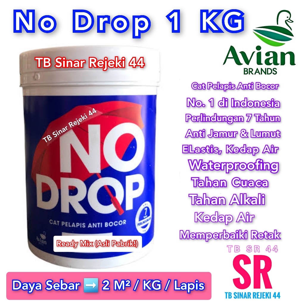 Jual REHANANN1 [TB SINAR REJEKI 44 CARGO] NO DROP 1 KG WARNA KOMPLIT CAT PELAPIS ANTI BOCOR ...