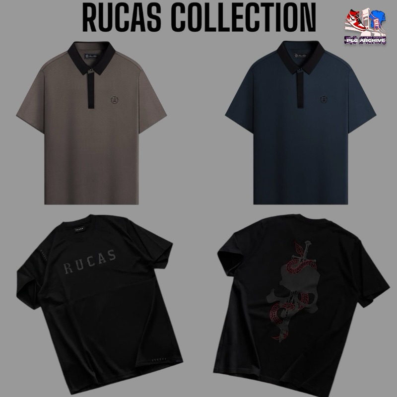Jual (original) rucas initial black on black tee/rucas hand stitch ...