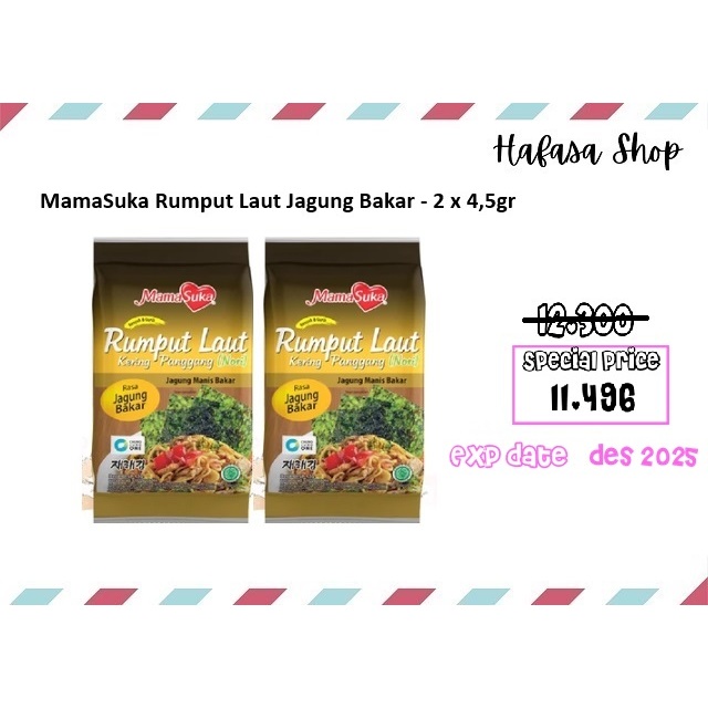 Jual MamaSuka Rumput Laut Jagung Bakar- 2 x 4,5gr | Shopee Indonesia