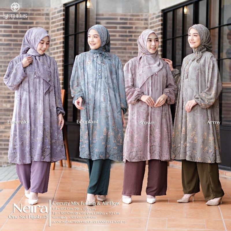 Jual Setelan Wanita Kekinian Tunik Celana Jilbab 3in1 Set NEIRA Amrana ...