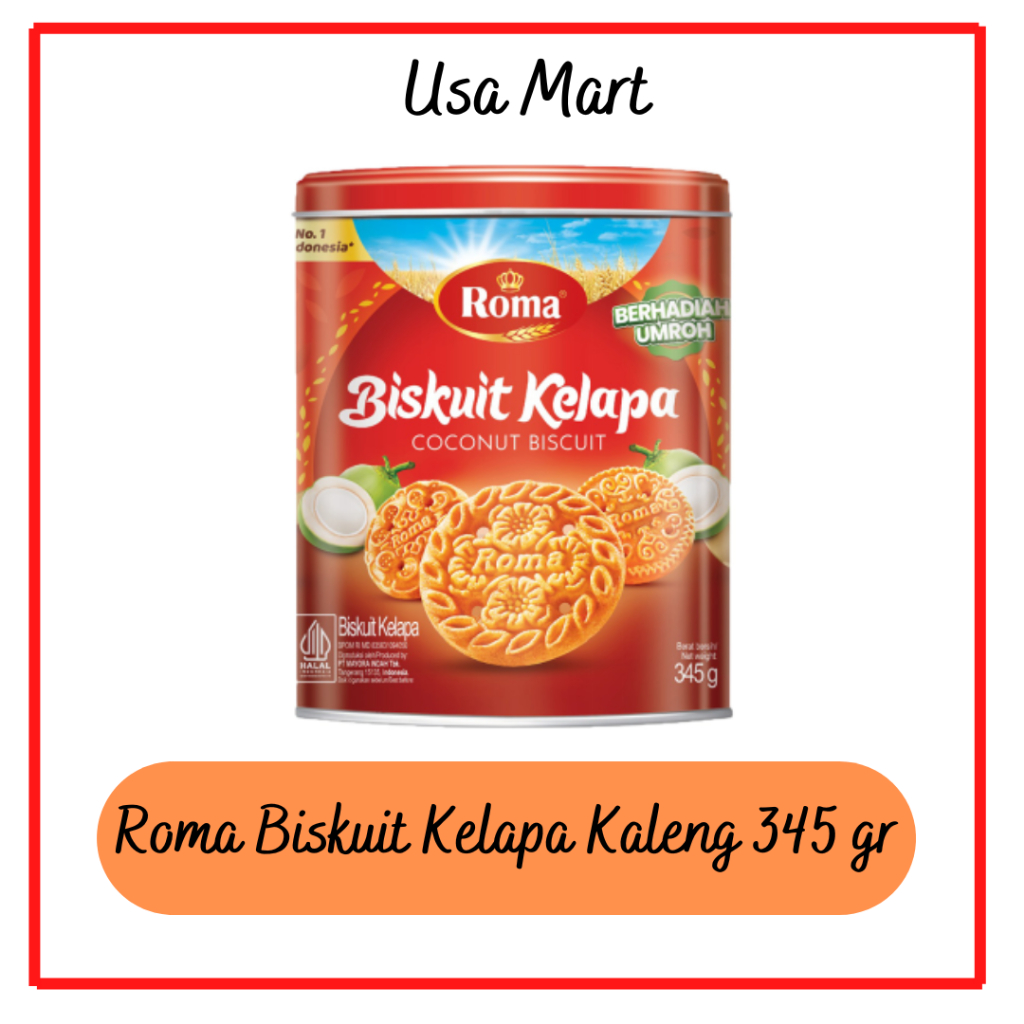 Jual Roma Biskuit Kelapa 345 gram / Snack Kaleng / Biskuit Kaleng ...