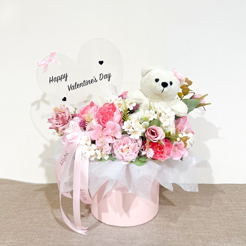 Jual La Valentina Artificial Flower Box with Love Shape Acrylic ...