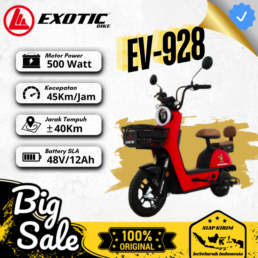 Jual Sepeda Listrik Exotic EV-928 500WATT New Garansi Resmi | Shopee ...
