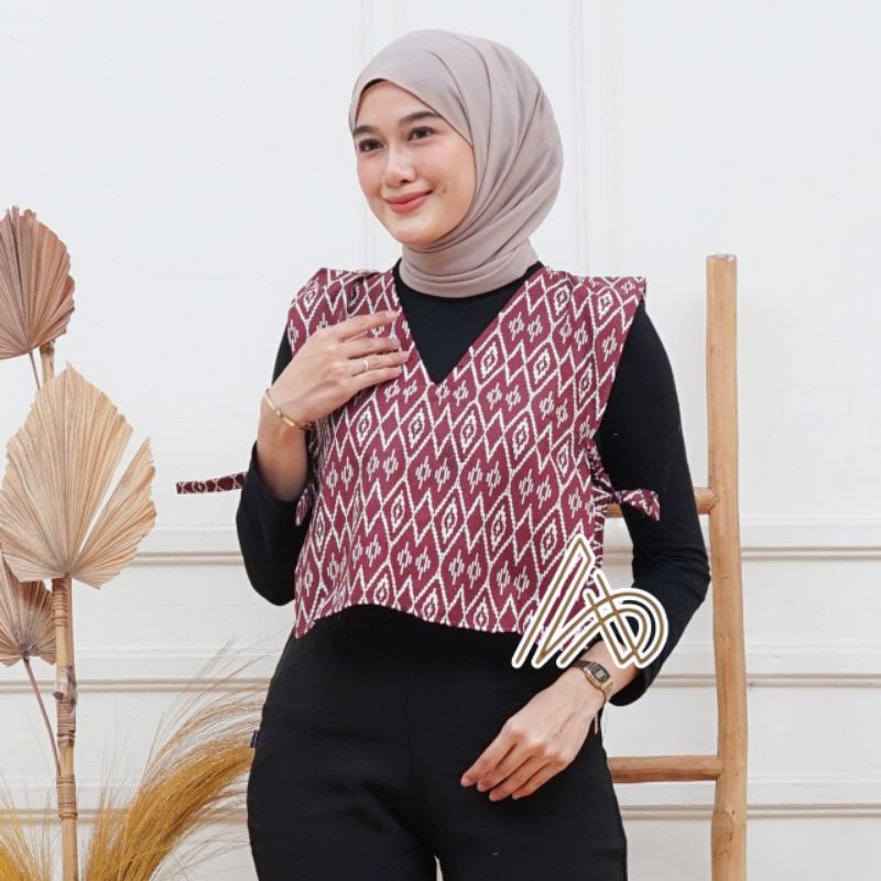 Jual Vest atasan batik wanita terbaru/Rompi batik Motif Songket | Shopee Indonesia
