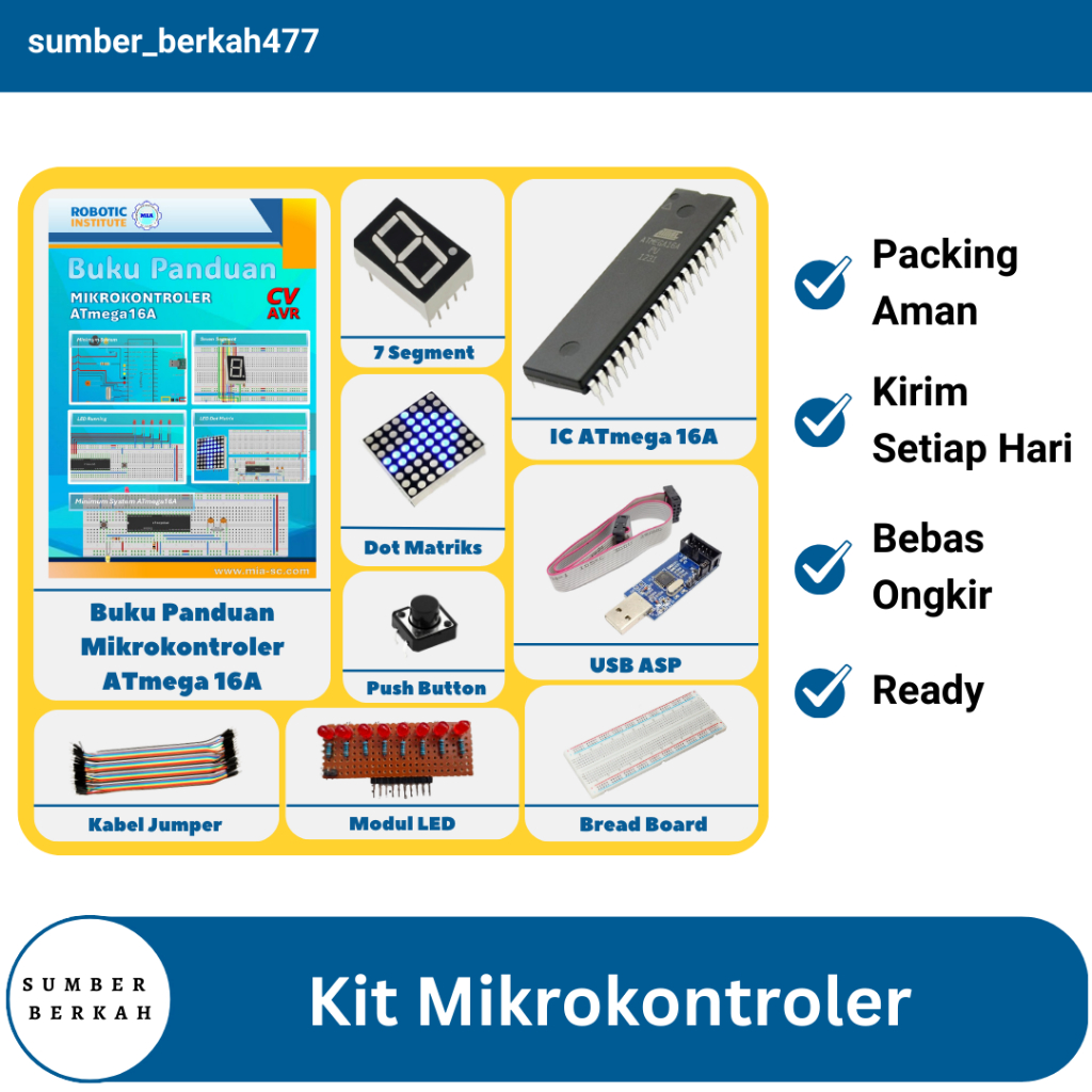 Jual Kit Mikrokontroller ATmega 16A | Robotic Institute | Shopee Indonesia