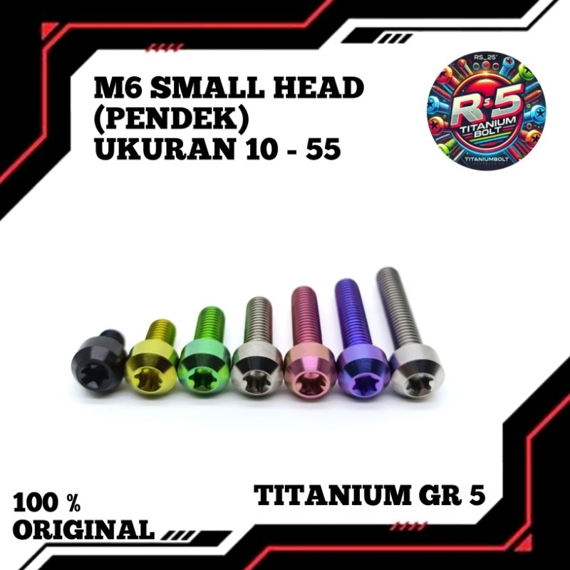 Jual BAUT M6 SMALL HEAD PENDEK TITANIUM GR5 ( DRAT 10 ) | Shopee Indonesia
