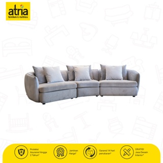 Jual Atria Sofa Sudut 3 seat Eleph Fabric #658 278X179X82Cm Grey ...