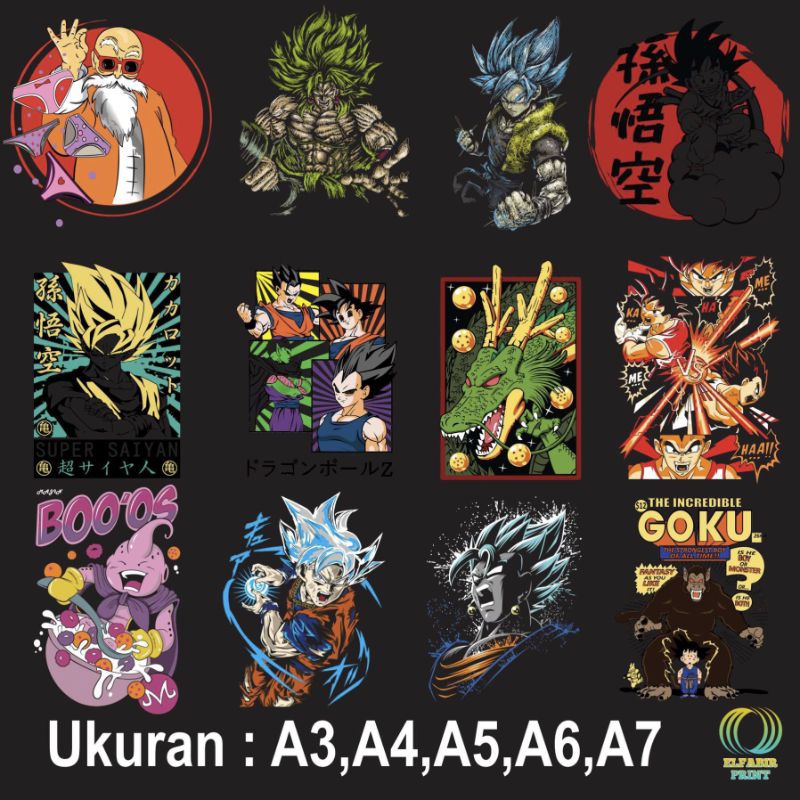 Jual Dtf Stiker Sablon Setrika Gambar Dragonball 3 Ukuran A3 A4 A5 A6 A7 Tinggal Tempel Atau ...