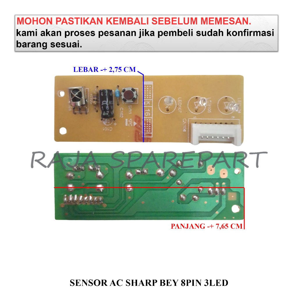 Jual SAS83 DISPLAY SENSOR/MODUL DISPLAY/SENSOR AC SHARP BEY 8 PIN 3 LED ...