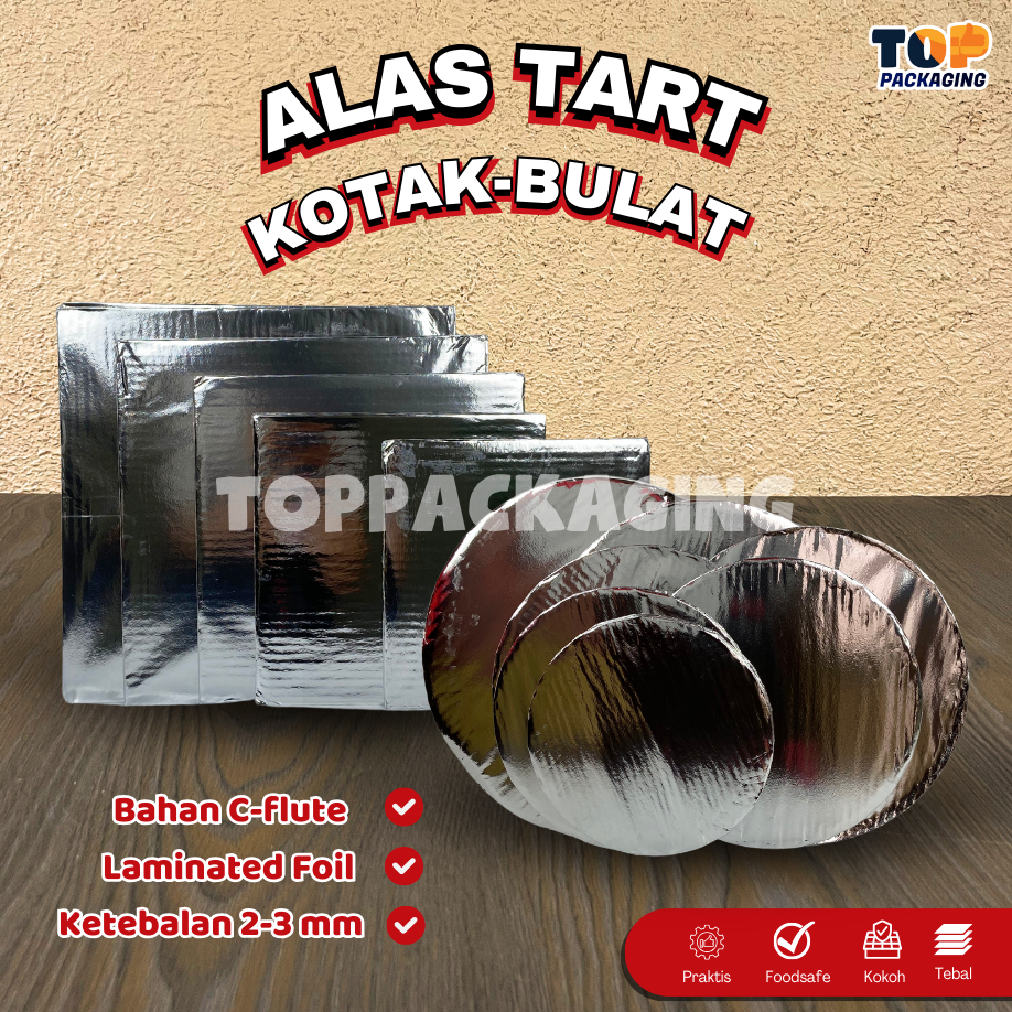 Jual Alas Kue Tart Kotak Persegi Bulat Silver Laminated Foil Ukuran 20 ...