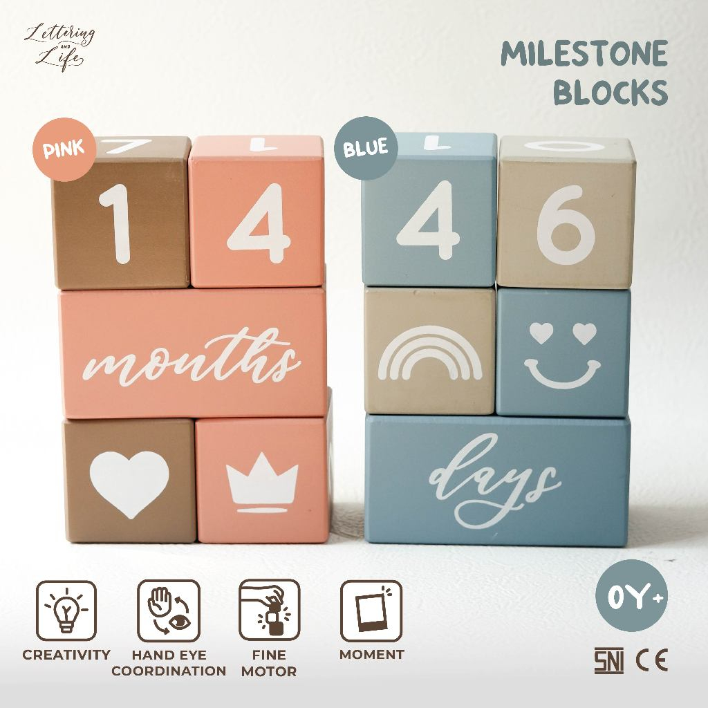 Jual Lettering and Life Pastel Milestone Blocks - Properti Foto ...