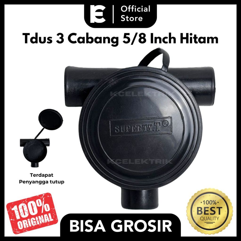 Jual T Dus 5/8 Inch Hitam Kotak Sambungan Pipa Listrik 3 Cabang ...