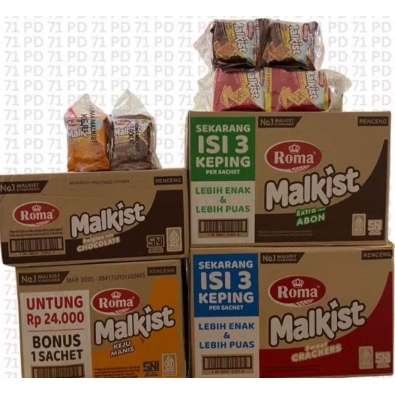 Jual Roma Malkist Sachet Eceran 1000an 1 Dus isi 12 Pak @10 Sachet ...