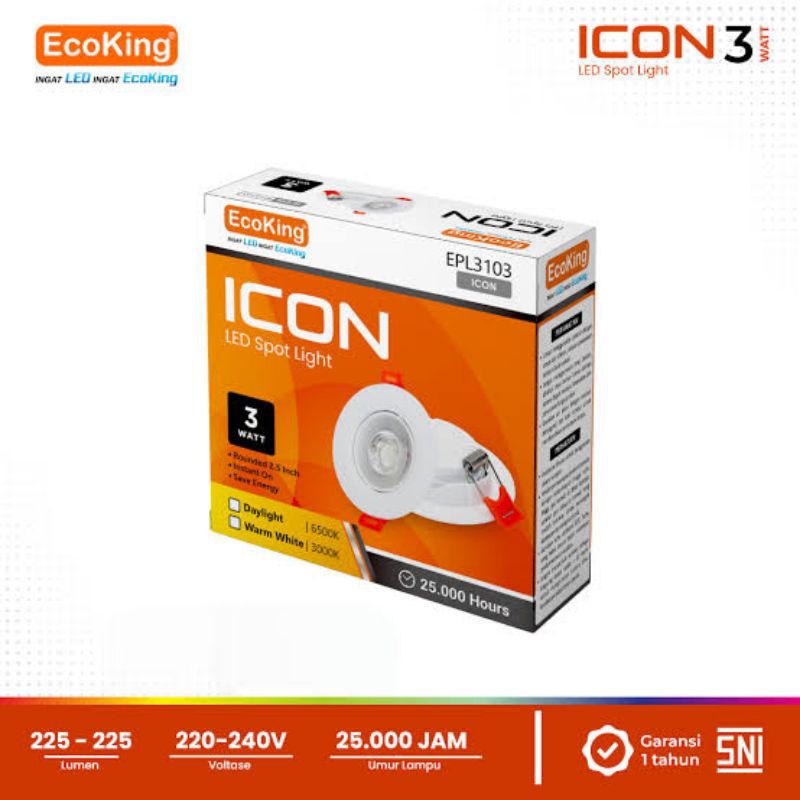 Jual EcoKing-LED-Icon-Lampu-Spotlight-Plafon-Rumah-3W-Round-Cahaya ...