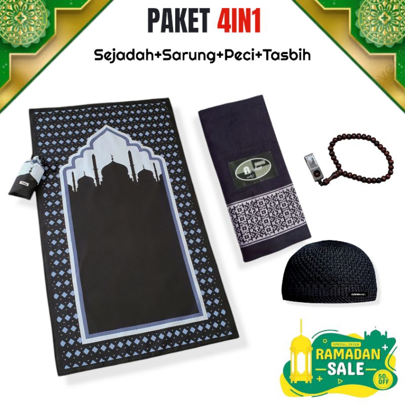 Jual PAKET HEMAT (4IN1) SEJADAH SARUNG PECI DAN TASBIH PAKET THR LEBARAN TERMURAH | Shopee Indonesia