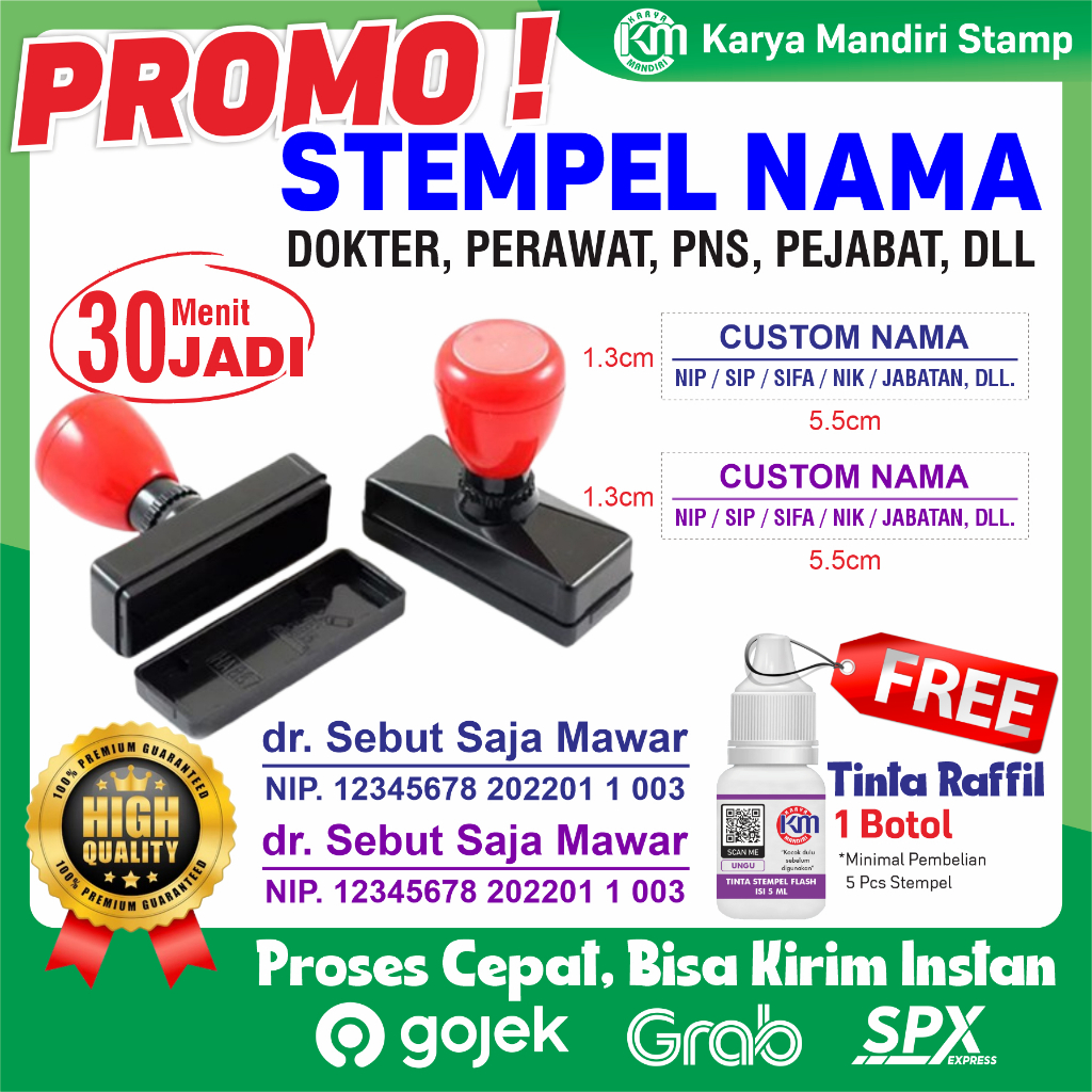 Jual Stempel nama dokter | Perawat | Bidan | Apoteker | PNS | Guru | Pejabat dll stempel ...
