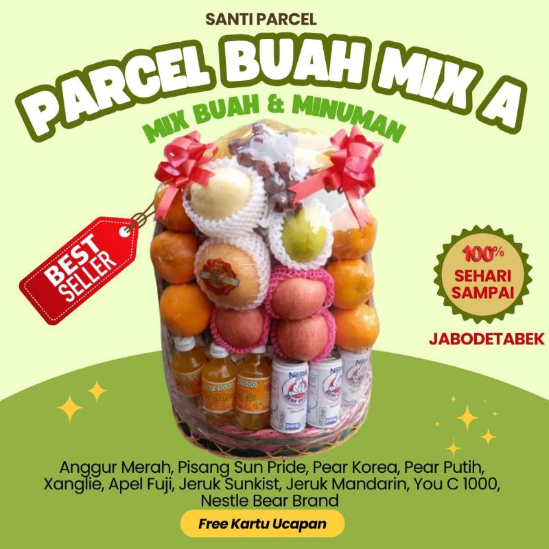 Jual parcel buah mix premium tipe A + minuman UC 1000 dan susu bear ...