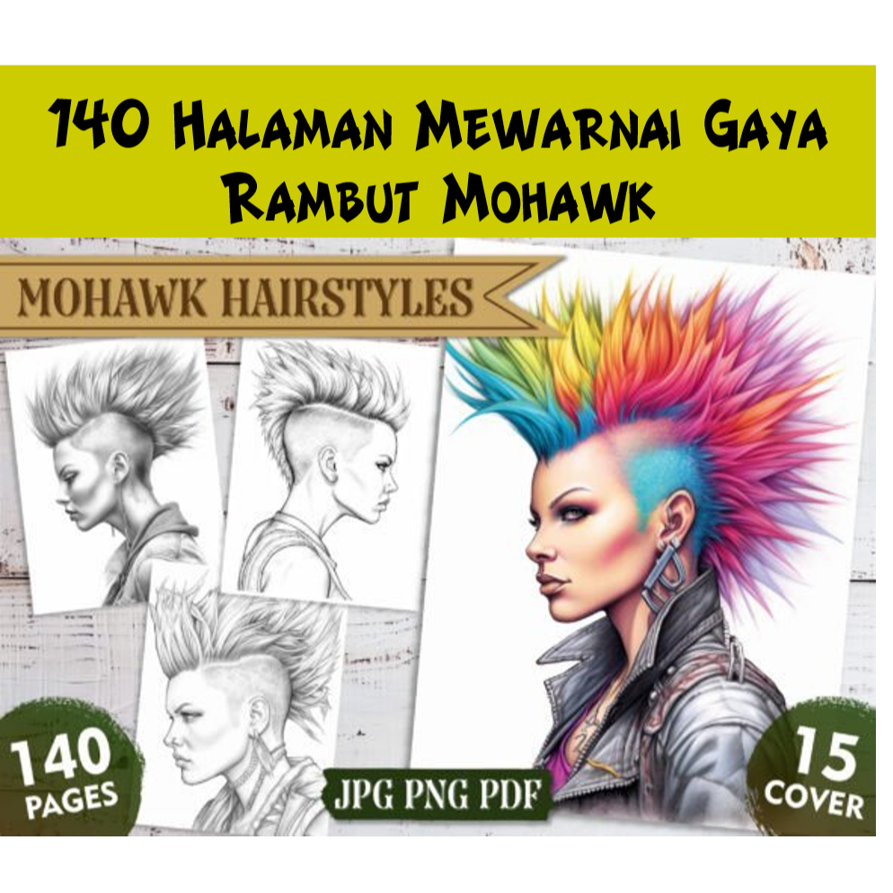 Jual 140 Halaman Mewarnai Gaya Rambut Mohawk | Shopee Indonesia